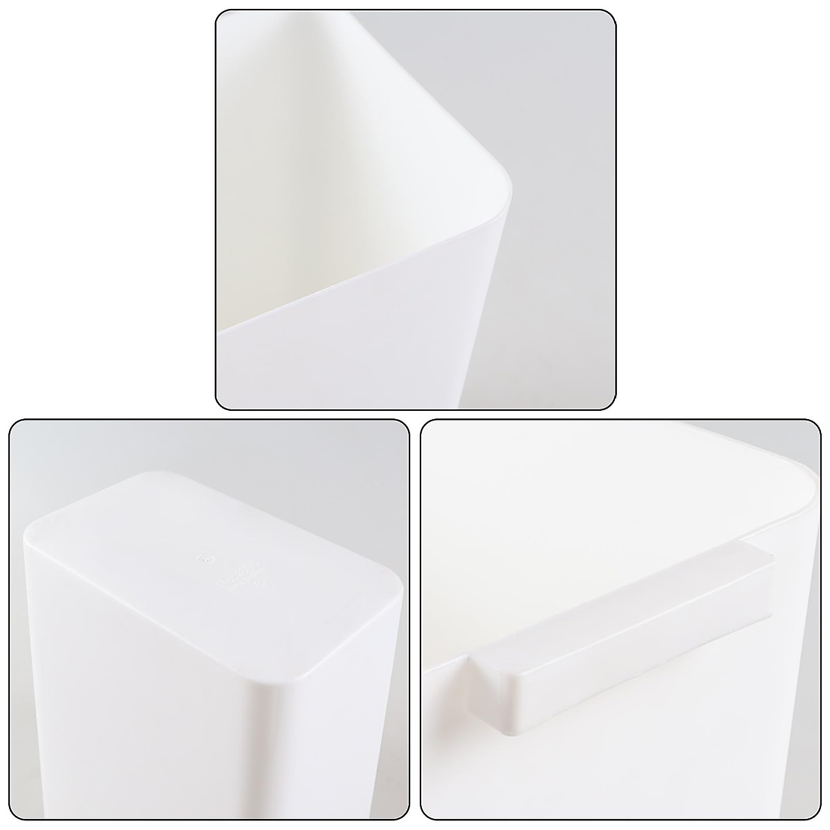 Julyeen 4.5 Gallon Plastic Wastebasket, Set of 3 Durable Open Top Garbage Can, Slim Trash Container Bin, White