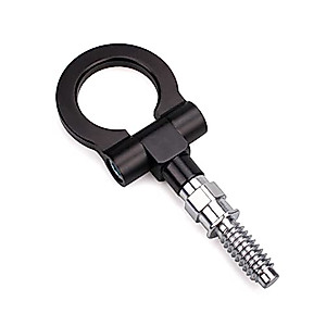 venveal Universal Car Tow Hook Front Bumper Screw-On Front Tow Hooks,Aluminum 16Mm Tow Hook for B-M W 1 3 5 Series E39 E82 E88 E90 E91E92 E93 X1 X3 X5 X6 F22 F30 F55 F66(Black)