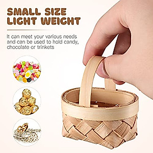 Yardwe 12pcs Mini Woven Baskets with Handles, Wood Chip Baskets, Miniature Flower Baskets, for Wedding Party Favors Crafts Farmhouse Decor (2.4 x 2 x 2.4 Inch)