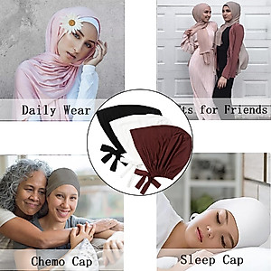 Women's Black Stretch Under Scarf Hijab Cap Solid Color White Hijab Under Caps for Hijabs 2pcs(White+Black)