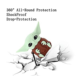 Wifantien 3D Yoda Case for AirPod 2/1 Case,3D Cute Cartoon Women Girls Kids Stylish Fashion Chic Lovely Kawaii Yoda Baby Shape Keychain Soft Silicone Case for Airpods 1 & 2 Case(Yoda Baby)