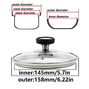 Pastlla 6 Inch Universal Tempered Glass Pot Lid Glass Covers for Frying Pan Wok Pot Skillet, with Insulated Handle and Silicone Dish Sponge