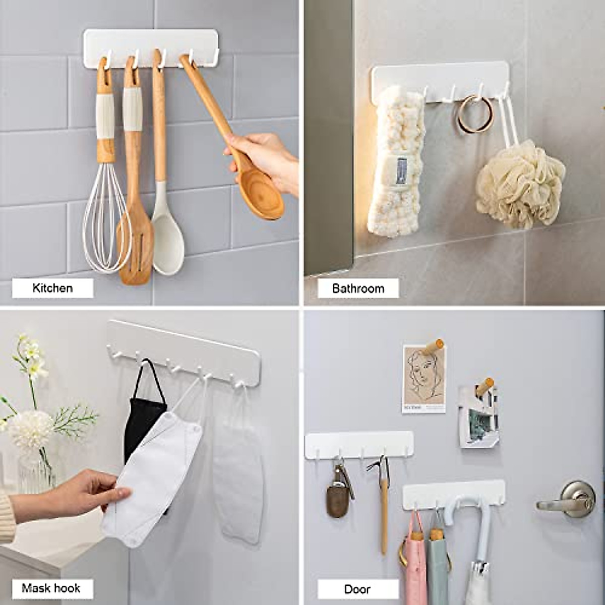 Carrotez 5 Wall Hooks Unscrewed Magnetic Easy Attachable Multi Organizer Floating Hook Shelves, Floating Shelf for Kitchen, Shelf for Dorm - White
