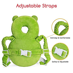 Toddler Baby Head Protection & Baby Knee Pads for Crawling and Walking (Green Frog)