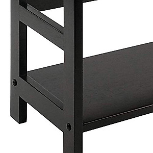 Winsome Wood Leo Wood 3 Tier Shelf with 3 Rattan Baskets - 1 large; 2 small in Espresso Finish