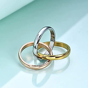 MYNENEY Women Minimalist Promise Ring Triple Interlocked Rolling Rings Size 4-45