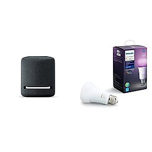 Echo Studio | Charcoal with Philips Hue Color Smart Bulb