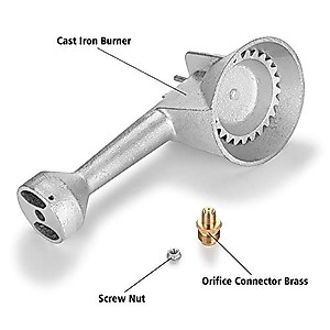 WADEO High Pressure Cast-Iron Propane Burner Head, Gas Burner Head with Propane Orifice Connector Brass Tube Fitting 3/8" Flare x 1/8" Mnpt