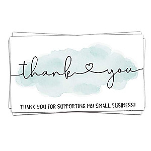 50 Teal Watercolor Thank You for Supporting My Small Business Cards - Customer Thank You for Your Order Cards - Small Online Business Package Insert