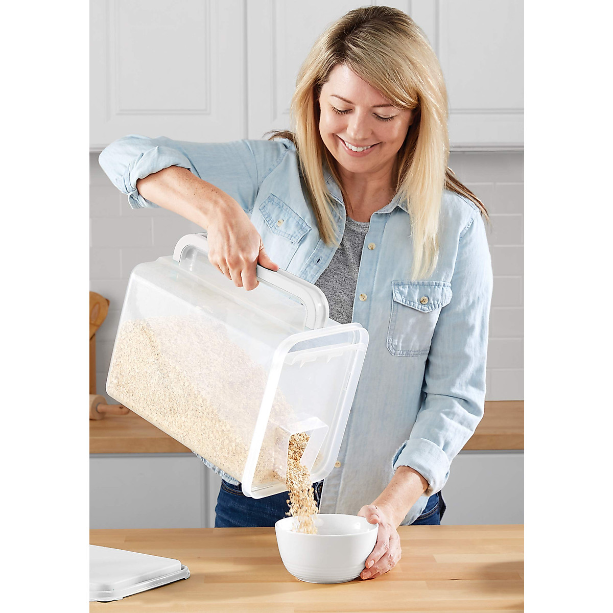 Buddeez 25302W-ONL Store 'n Pour Storage Dispenser 46 Cup-White/Clear, 2 Count