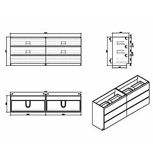 Angeles 84" FREESTANDING Bath Vanity with Double Reinforced Acrylic Sinks Nature Oak-AV