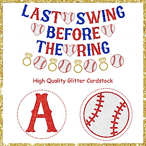 Baseball Bachelorette Party Decorations, Last Swing Before The Ring Banner Baseball Diamond Ring Garland, Sports Themed Bridal Shower Engagement Wedding Party Supplies