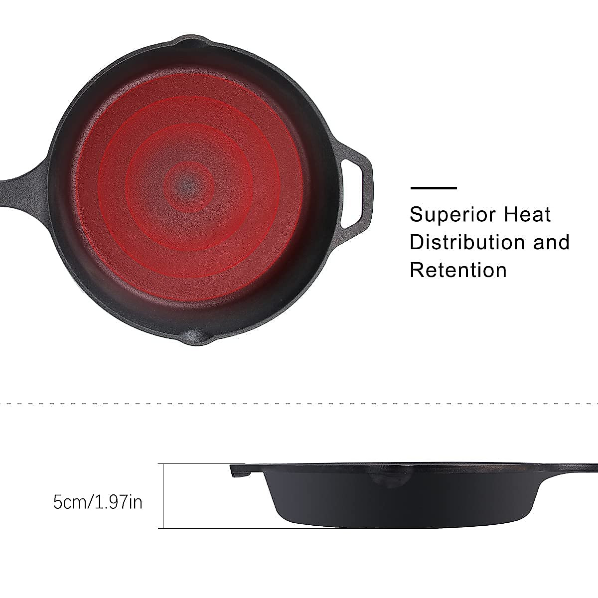 Preseasoned Cast Iron Skillet 10 Inch with Removable Silicone Handle Grip and Pan Scraper, Cast Iron Fry Pan for Indoor and Outdoor Use, Ovenproof, Stovetop, Induction Safe Seasoned Skillet