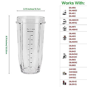 Blendin Replacement Cup Jar, Compatible with Nutri Ninja Auto-iQ 1000W and Duo Blenders (32 Ounce Cup)