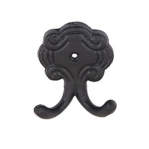 Decorative Cast Iron Wall Mounted Hooks | Pack of 3 | Heavy Duty Black | Hooks for Bathroom, Bedroom, Hat Hooks, Purse Rack, Coat Hook, Mudroom | Include Mounting Hardware