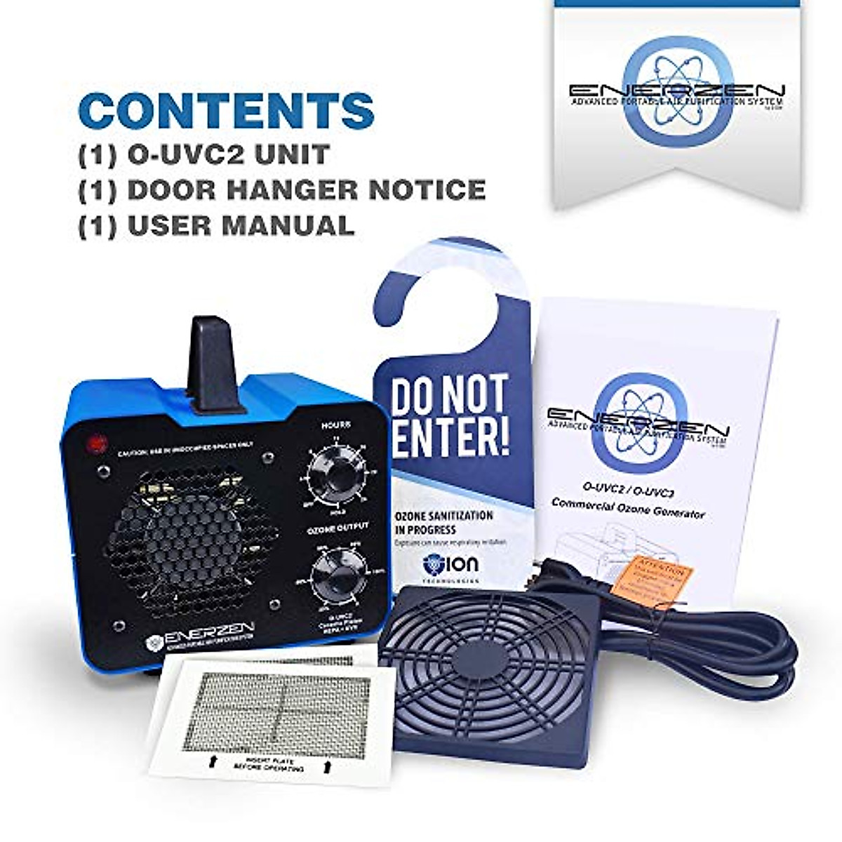 Enerzen O-UVC2 - UV Light + 35,000 mg/h Industrial Ozone Generator for Eliminating Odors - O3 Machine Air Ionizer Deodorizer for Home, Room, Smoke, Cars, and Pets