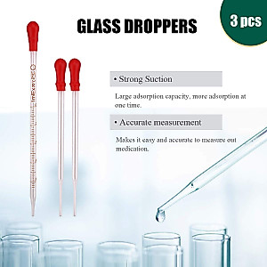 moveland Glass Graduated Measuring Cylinders Set - 5ml/10ml/25ml/50ml/100ml, Premium Borosilicate Cylinders Kit with 3 Pipettes + 2 Clear Brushes + 1 Stirring Rod