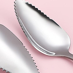2 Pack Grapefruit Spoon Stainless Steel Fruit Spoon with Serrated Edge Long Handle with Non-stick Coating for Fruit Dessert Stirring Spoon