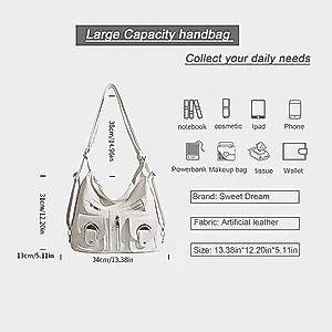 Faux Leather Tote Bag for Women - Large Capacity Shoulder Hobo Handbag Work Purse