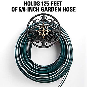 GOFORWILD Garden Hose Holder made of Stainless Cast Aluminum, Decorative Hose Butler Sturdy Water Hose Rack, Durable Wall Hose Hanger, Holds 125-Feet of 5/8-Inch Hose, Hose Reel, 7003