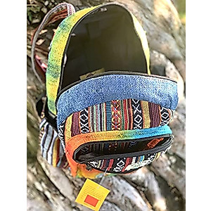 Himalaya Handmade Unique design Himalaya Hemp Backpack Small Backpack Hippie Backpack Festival Backpack Hiking & Tablet Backpack FAIR TRADE Handmade with Love, Rainbow Tie Dye, HBBH-0149