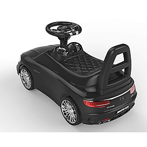 Ride-on Toy, Licensed Mercedes-Benz AMG Baby Racing Car, 3in1 Walker, Toddler Gliding Scooter, Pulling Cart with Sound & Light, Black