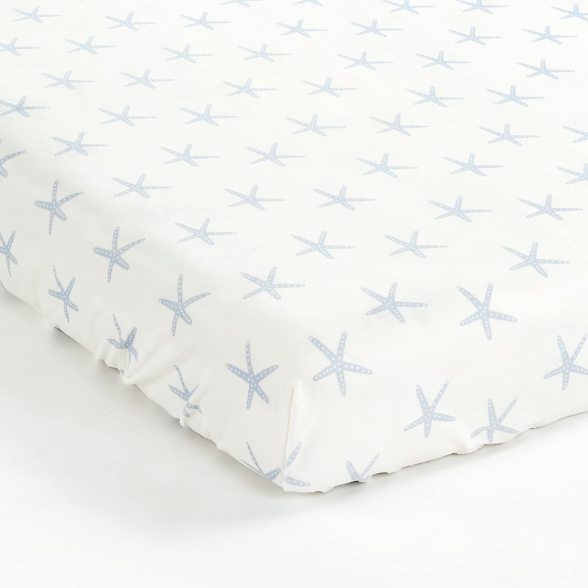 Lush Decor Narwhal Starfish Stars Allover Soft & Plush Fitted Crib Sheet, 52"x 28" x 9", Blue