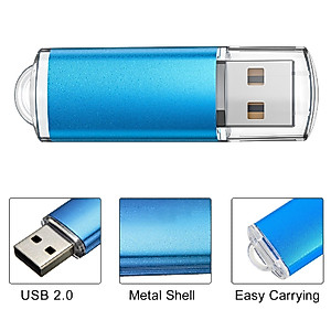 TOPESEL USB Flash Drive 5 Pack 64GB USB 2.0 Flash Drive Memory Stick USB Drive Jump Drive USB Storage Flash Drives Pen Drive Thumb Drives (5 Mixed Colors: Black Blue Green Red Silver)