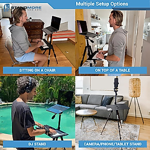 StandMore Portable Standing Desk with Keyboard Tray, Ergonomic Portable Table Height Adjustable Desk with Carrying Bag -Perfect Stand up Desk for Home Office, School - Lightweight Laptop Desk Stand