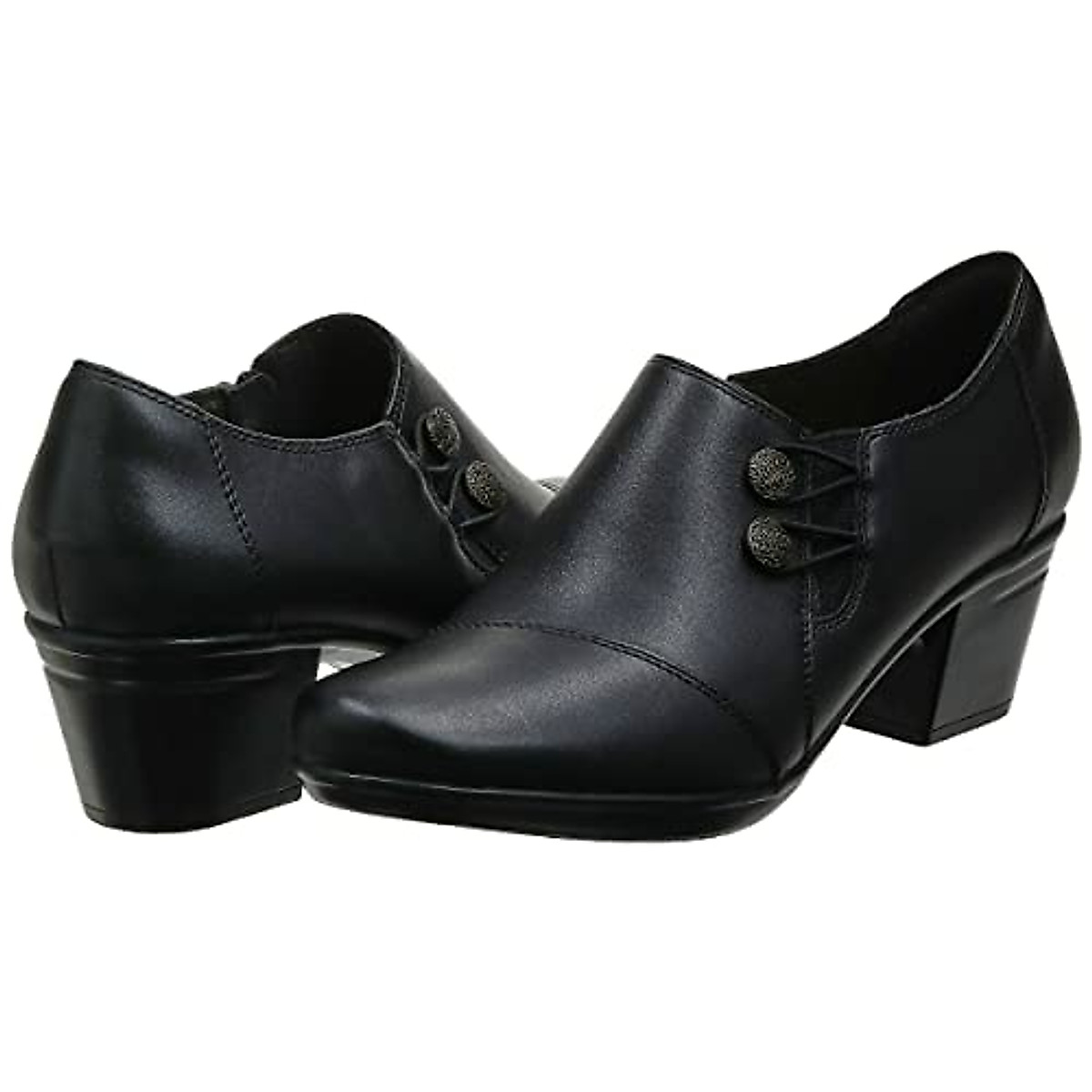 Clarks womens Emslie Warren Slip On Loafer, Black Leather, 7.5 Wide US