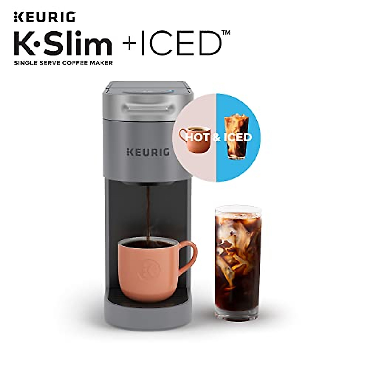 Keurig K-Slim + ICED Single Serve Coffee Maker, Brews 8 to 12oz. Cups, Gray