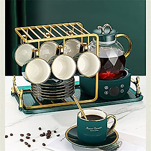 CXDTBH Tea Cup Glass Kettle European Household Ceramic Nordic Coffee Cup and Saucer Utensils Afternoon Tea Set (Color : D, Size : 4-cup kit)