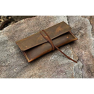 Personalized Distressed Leather Pencil Pouch/Retro Leather Pen Pencil case/Small Cosmetic Bag PP05SS