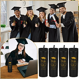 Blushtier 6 Pcs Class of 2025 Graduation Gifts Bulk College Graduate Gift 16oz Matte Inspirational Black Skinny Tumbler with Lid and Straw Plastic Drinking Cup for Teen High School Grad Party Favors