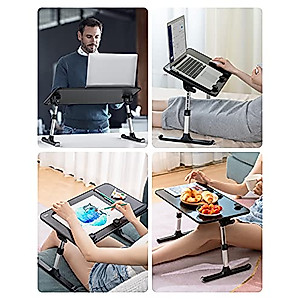 Laptop Desk for Bed, SAIJI Height & Angle Adjustable Laptop Stand for Bed, Lap Desk Bed Tray Table, Light Weight Foldable Portable Laptop table for Couch Sofa Chair Floor Desk for Adults, Kids (Black)