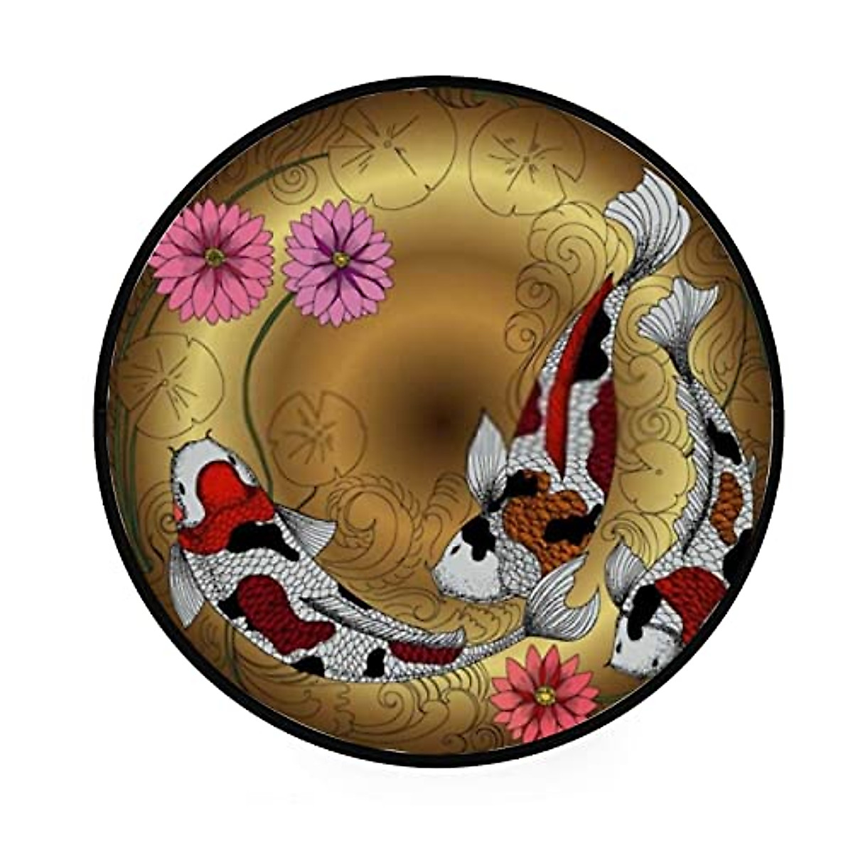 Round Area Rug 4Ft Koi Fish Japanese Style Non Slip Soft Washable Mat Flooring Carpet for Bedroom Living Room Kids Room Laundry Room Decor