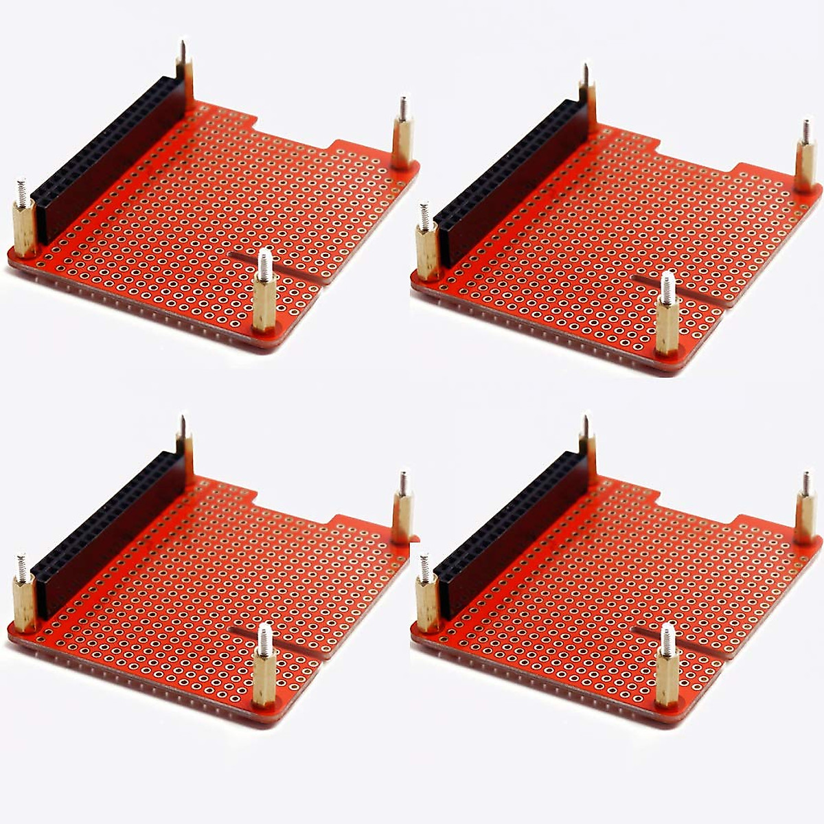 Treedix 4 sets GPIO Breakout DIY Breadboard PCB Shield Red Expansion Board Kit Compatible with Raspberry Pi 4 3 2 B+ A+