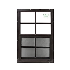 12" w x 18" t Brown Flush Aluminum shed Windows Tempered Glass Vertical Slider with Screen