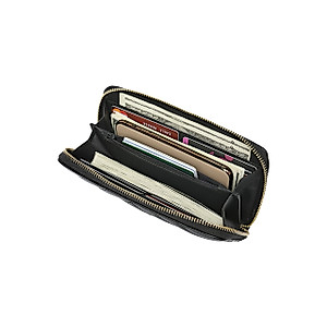 Daisy Rose Women’s Zip-Around Wallet & Phone Clutch with RFID Blocking, PU Vegan Leather (Black)