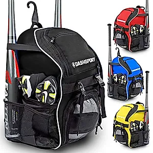 DashSport Baseball Bag Softball Backpack Bat Bag | T-Ball Equipment and Softball Bag | Bat Pack (Black)