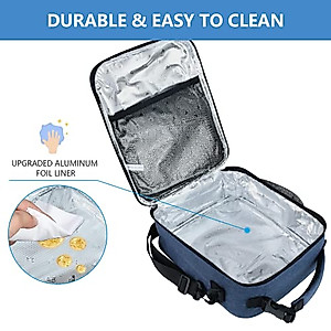 ZPP Lunch Box for Men, Water Insulated Lunch Bag, Women, Adults Small Lunch Bag, Reusable Lunch Box Portable Lunchbox Tote Bag with Adjustable Shoulder Strap for Office Work, Blue