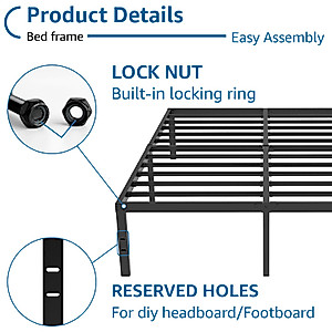 VOLIX Metal Platform Bed Frame - Small Package Practical Iron 16" H Bed Frame Twin Size No Box Spring Needed Durable Frame, Black