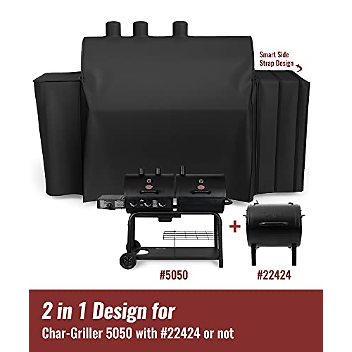 NUPICK 8080 Grill Cover for Char-Griller 5050 Duo Grill, Heavy Duty and Waterproof Grill Cover, All Weather Protection