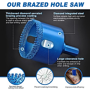 MARSBASE Diamond Hole Saw Kit, 10 PCS Serrated Brazing Tile Core Drill Bits Sets with EVA Mould for Hole Saw Guide Jig Hollow Drill Hole Saw to Ceramic, Glass, Tile, Gypsum, Wood, Marble, Granite