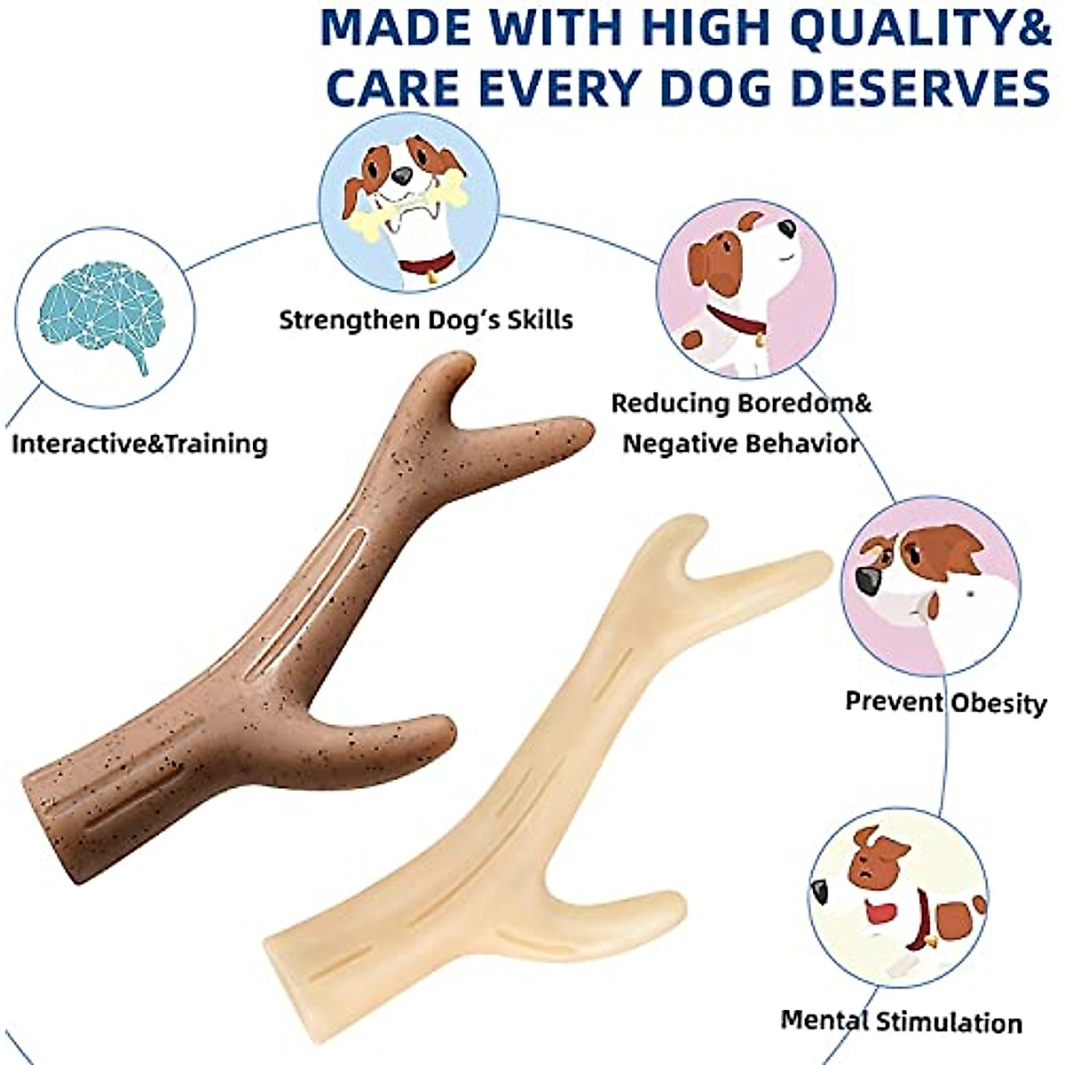 NOUGAT Dog Chew Toy- Dog Toys for Aggressive Chewer- Durable Dog Toys Puppy Teething Chew Toys for Large Size Dogs,Tough Dog Toys Keep Dogs Busy,Suit for Small and Medium Dog,Bacon Flavor (Stick)