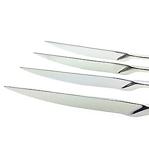 Uniturck Steak Knives 18/10 Heavy-Duty Stainless Steel Steak Knife Set of 6 for Chefs Commercial Kitchen - Great For BBQ Weddings - Dinners - Parties All Homes & Kitchens (Mirror Polished Silver)