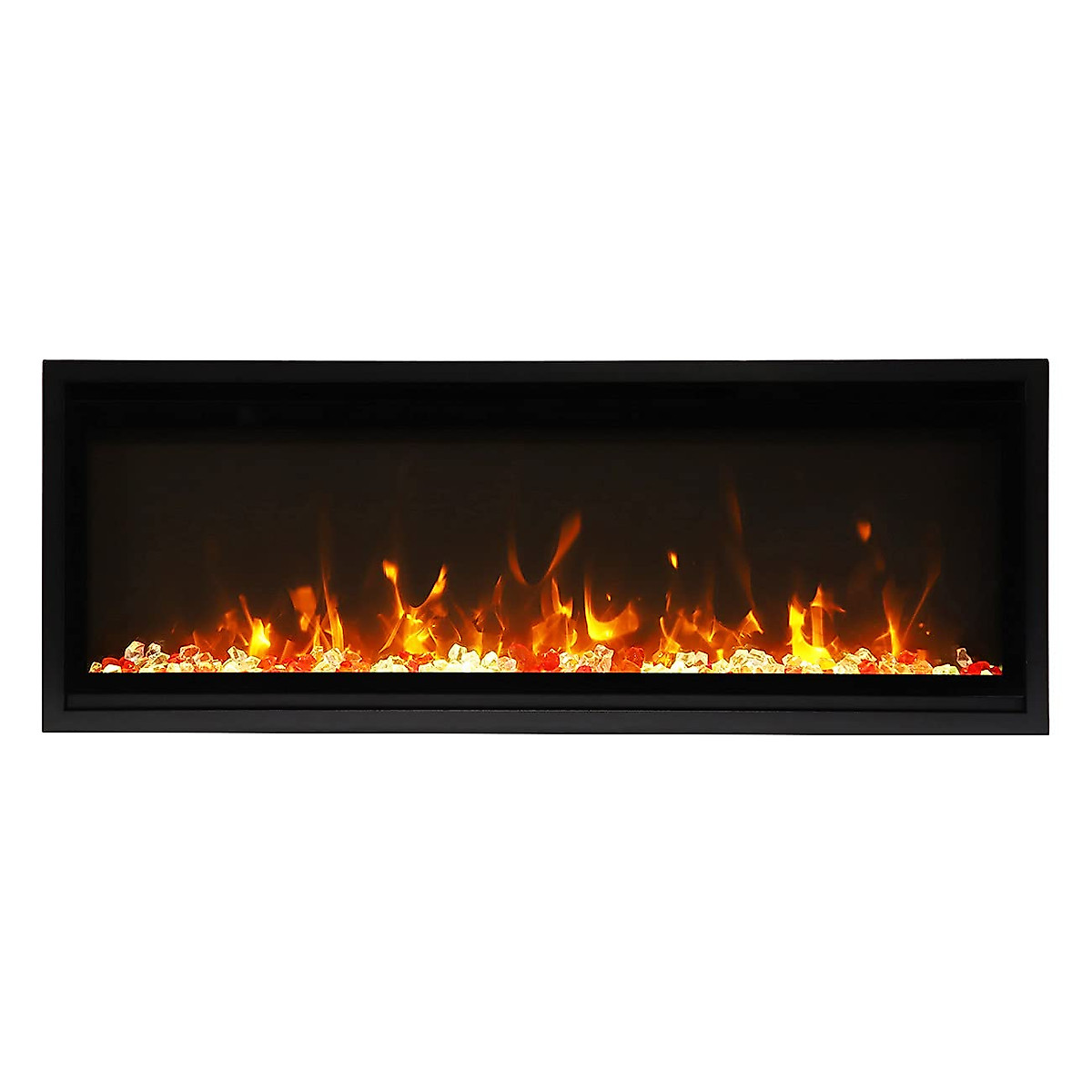 60" Extra Slim Indoor Only Electric Fireplace with Black Steel Surround