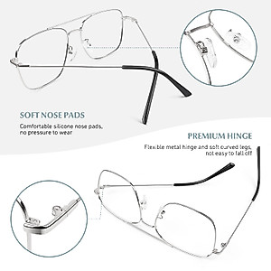 LINVO Fake Glasses Non Prescription Clear Lens Metal Frame Fashion Eyewear for Women Men