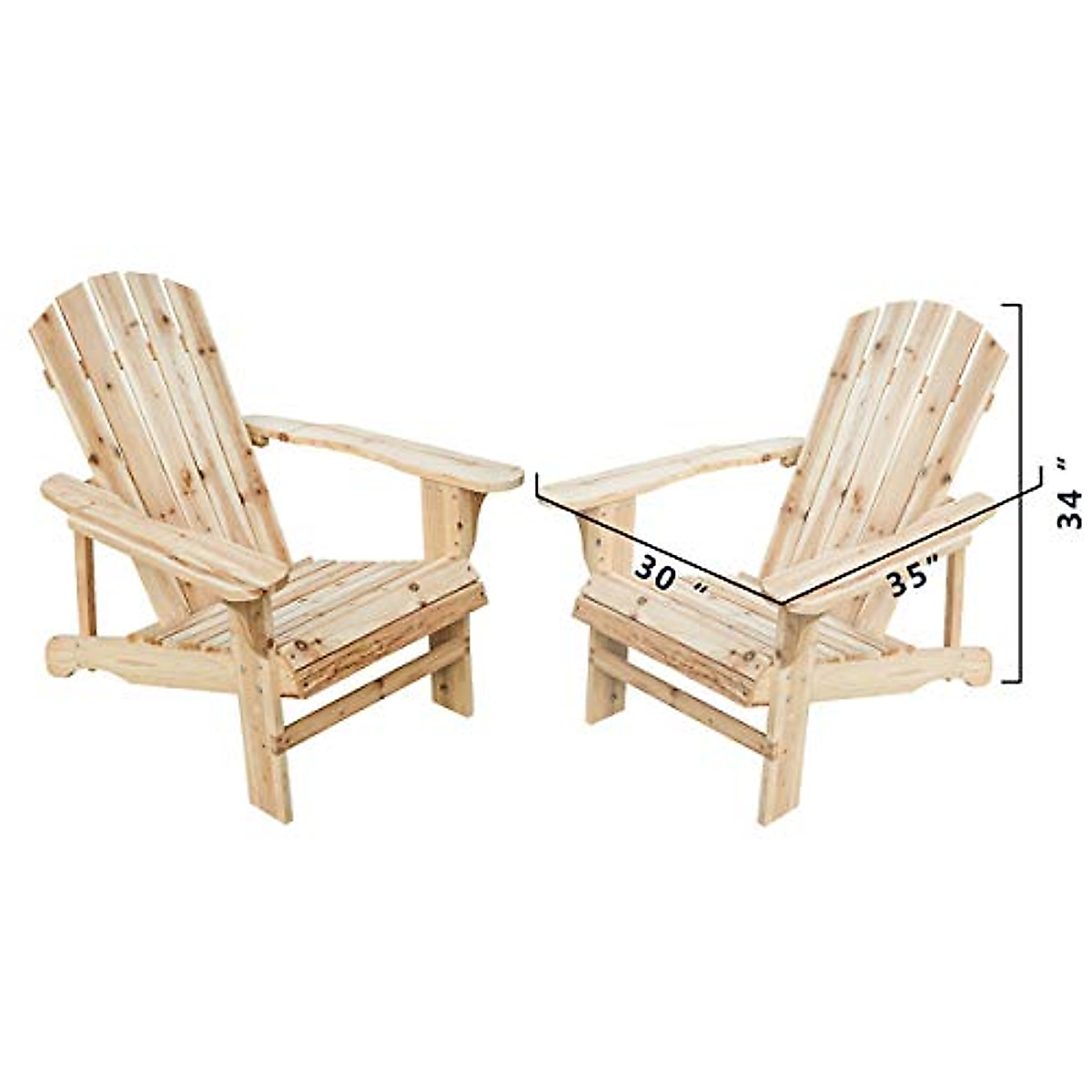 PatioFestival Wood Adirondack Chair Lounger Chair Outdoor Furniture for Yard,Patio,Garden Natural Finish,Set of 2