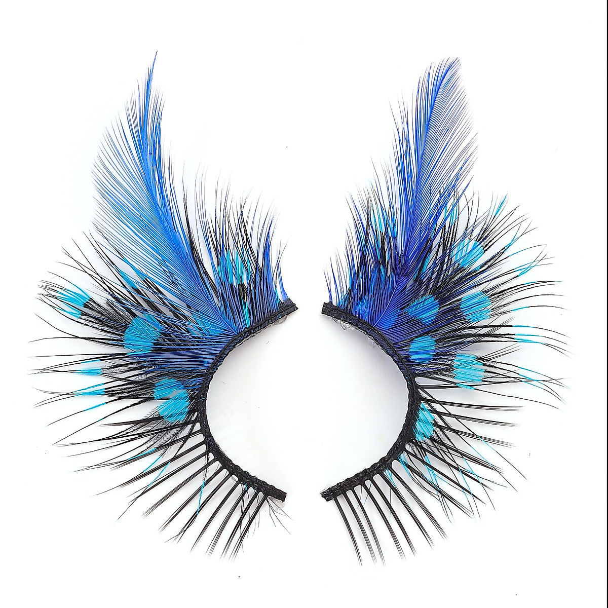 DSLONG Halloween Eyelashes Green Feather Eyelashes Dramatic Extra Long Big Halloween Colored Lashes Cosplay Feather Lashes Show Dance Makeup Tools Reusable (A2)